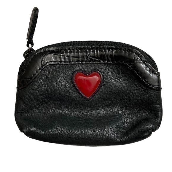Brighton | Bags | Brighton Black Leather Red Heart Coin Pouch | Poshmark